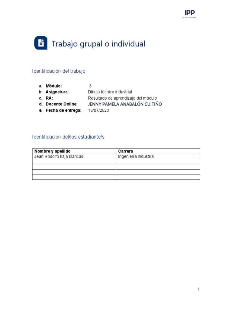 trabajo modulo 3 dibujo tecnico (1) | PDF | Dibujo | Perspectiva (Gráfica)