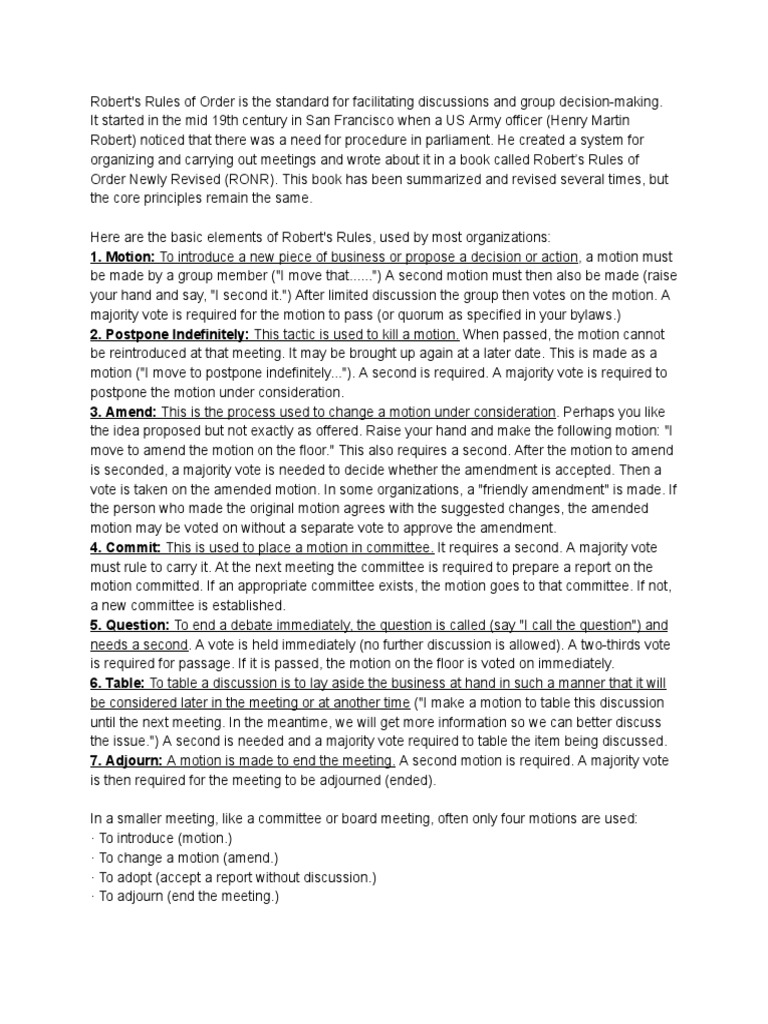 Roberts Rules of Order | PDF