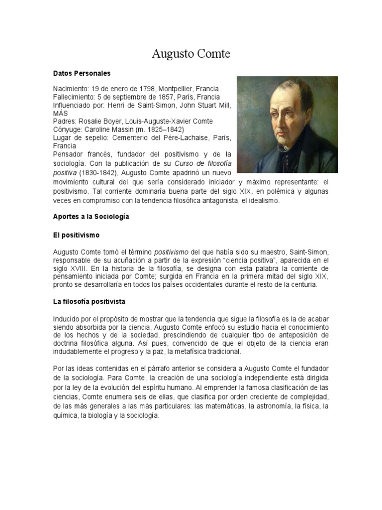 Augusto Comte | PDF | Positivismo | Sociología