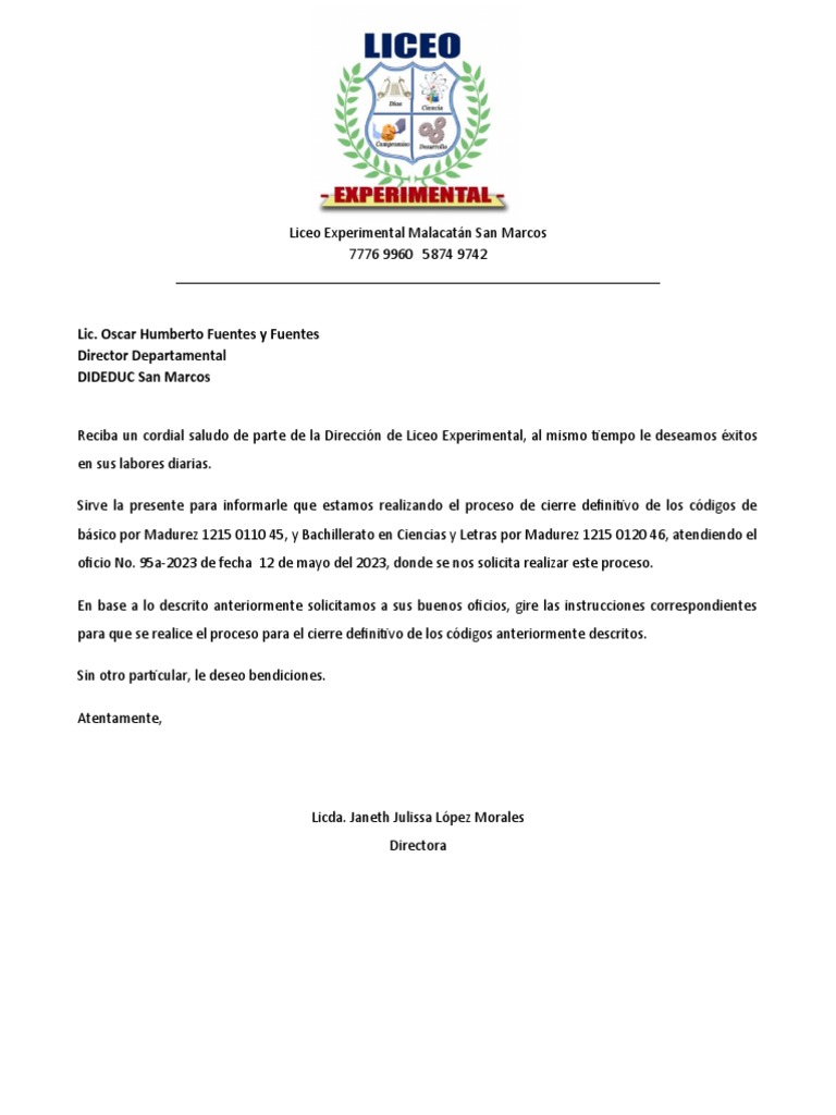 Carta Dirigda Al Director | PDF