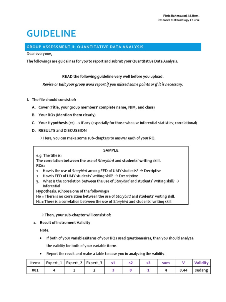 GUIDELINE of Group Assessment II - Quantitative Data Analysis-Batch ... GUIDELINE of Group Assessment II - Quantitative Data Analysis-Batch ...