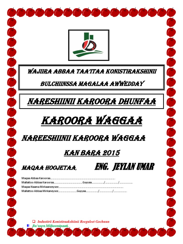 Kar Dhun Jeylan 2015 Nareshinii - Karoora Waggaa | PDF
