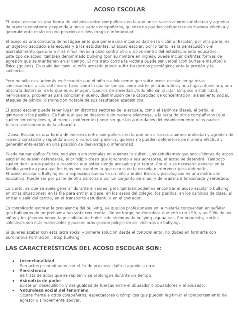 Acoso Escolar | PDF