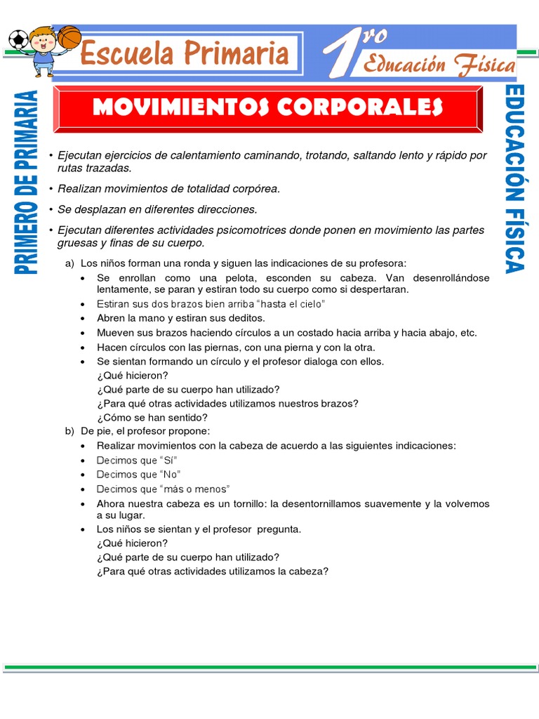 Movimientos Corporales para Primero de Primaria | PDF
