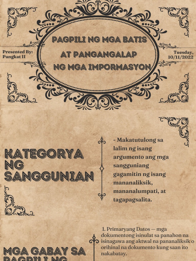 Pagpili NG Mga Batis at Pangangalap NG Mga Impormasyon | PDF