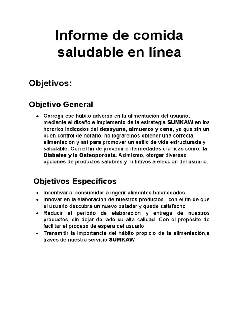 Objetivos de Alimentación Saludable | PDF | Salud y bienestar | Estilo ...