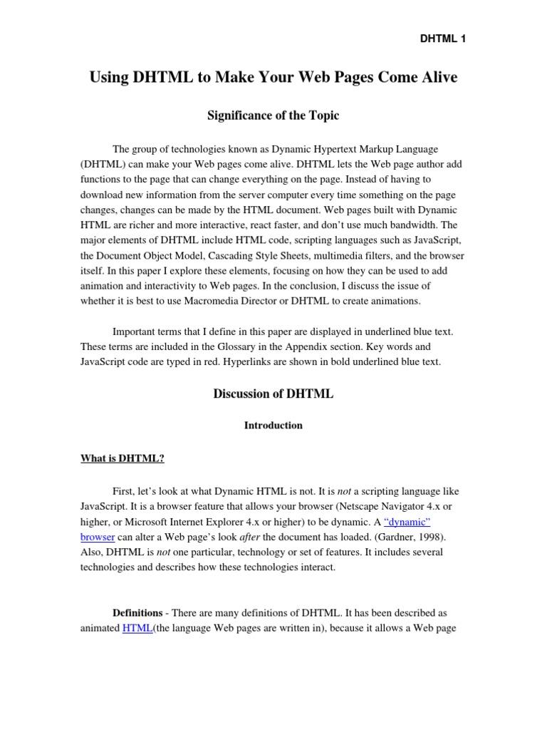 Using Dhtml Pdf Dynamic Html Document Object Model 1312