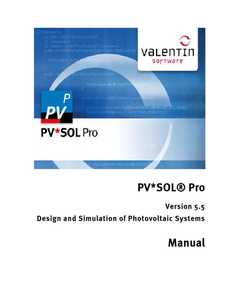 PVSOL Design and Simulation of Photovoltaic Systems 5.5 | PDF