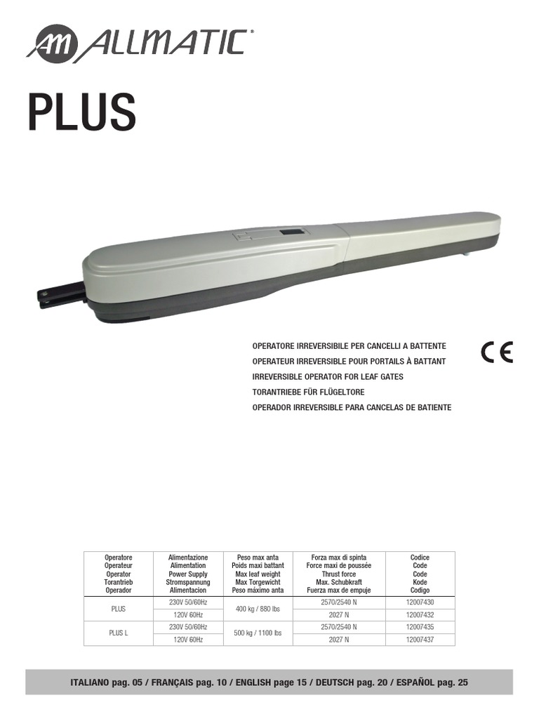 Allmatic Plus L | PDF