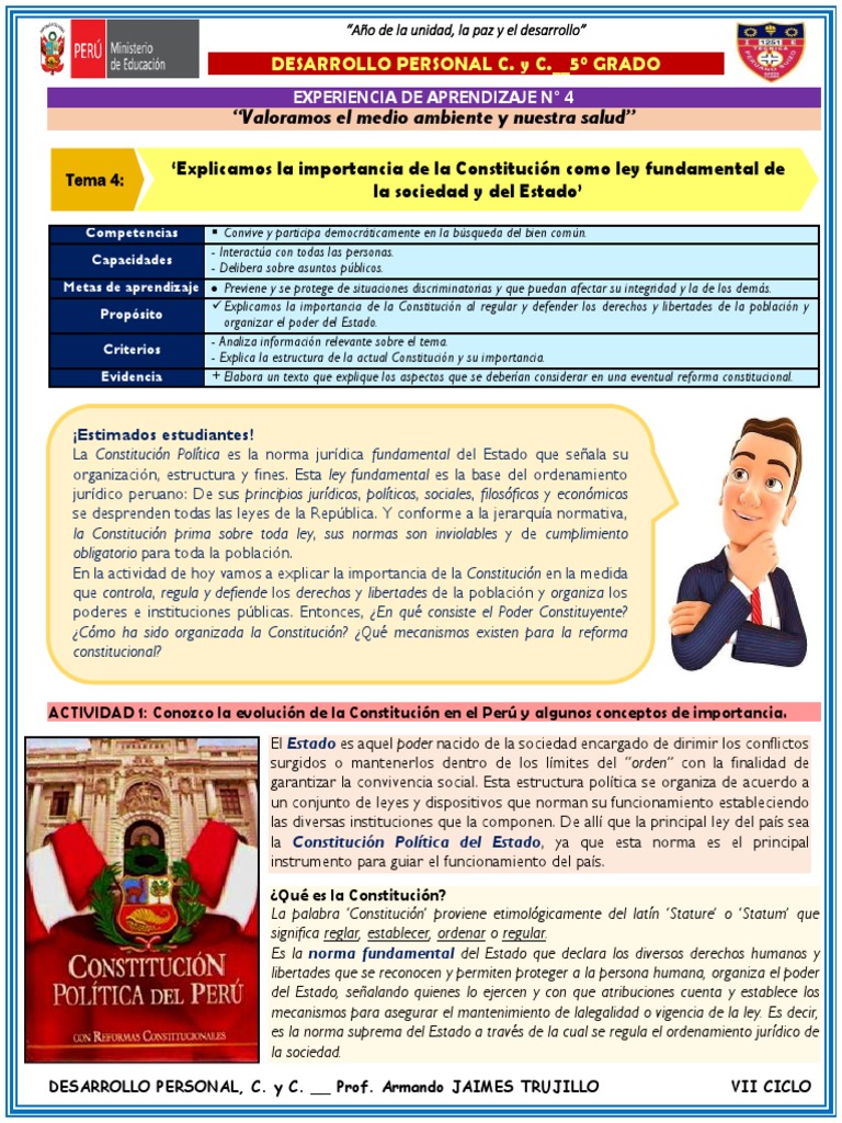 EDA 4.4 - 5to Sec. - DPCC | PDF | Constitución | Estado (política)