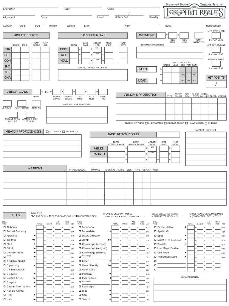 Character Record Sheet (FR) | PDF