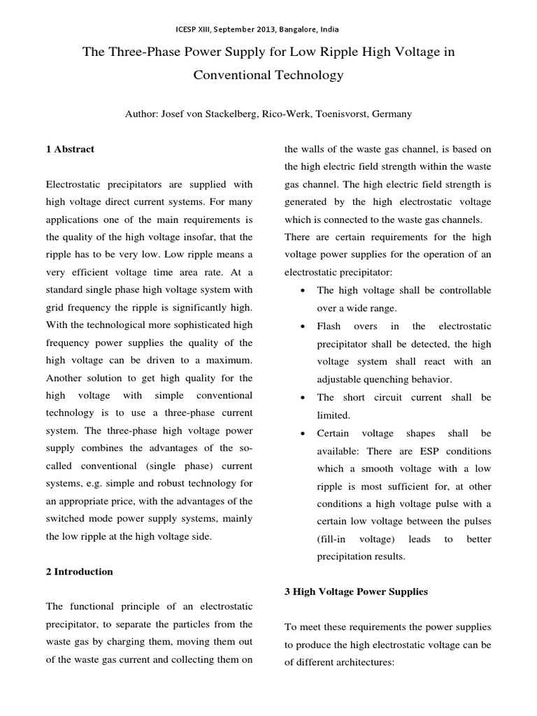 Three Phase Power Supply For ESP | PDF | Science & Mathematics