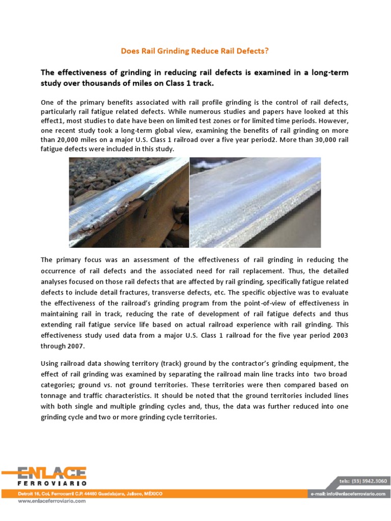 Rail Grinding's Impact on Defects | PDF | Track (Rail Transport) | Rail ...
