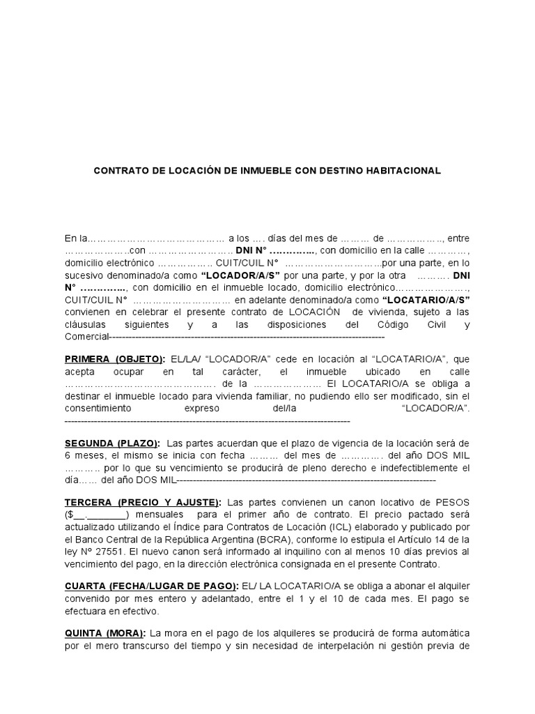 Modelo de Contrato de Locacion | PDF