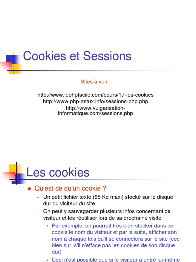 Cours7 PHP Sessions Cookies | PDF | Évolution de carrière Cours7 PHP Sessions Cookies | PDF | Évolution de carrière