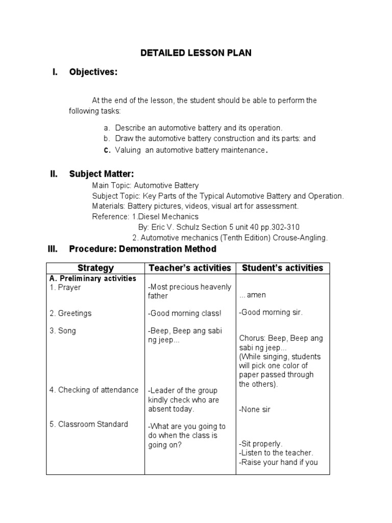 Detailed Lesson Plan | PDF