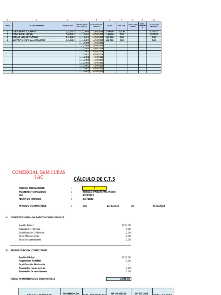 Plantilla para Calcular CTS en Excel | PDF