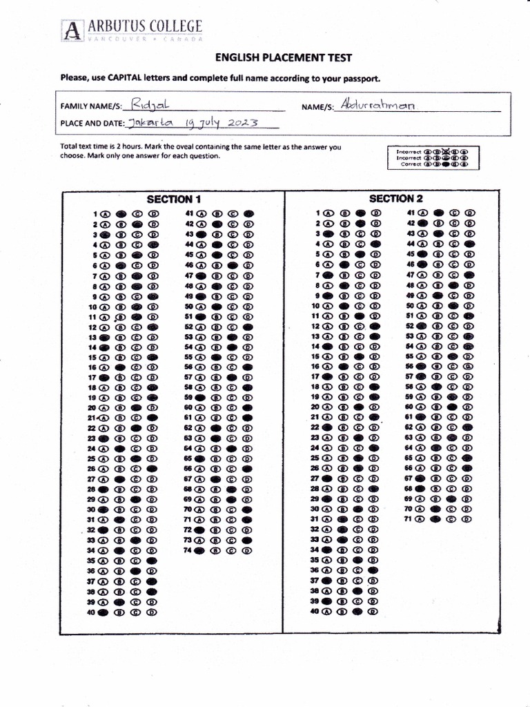 English Placement Test | PDF