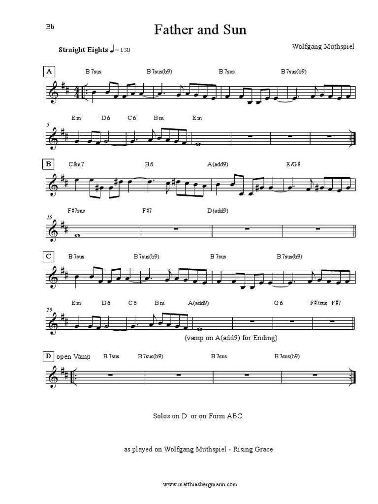 Father and Sun Wolfgang Muthspiel C BB Eb TRB | PDF