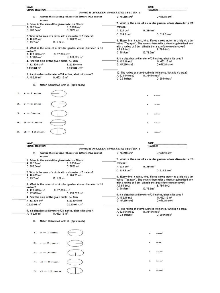Summative Test 1 G5 Q4 Math | PDF | Geometry | Euclidean Plane Geometry
