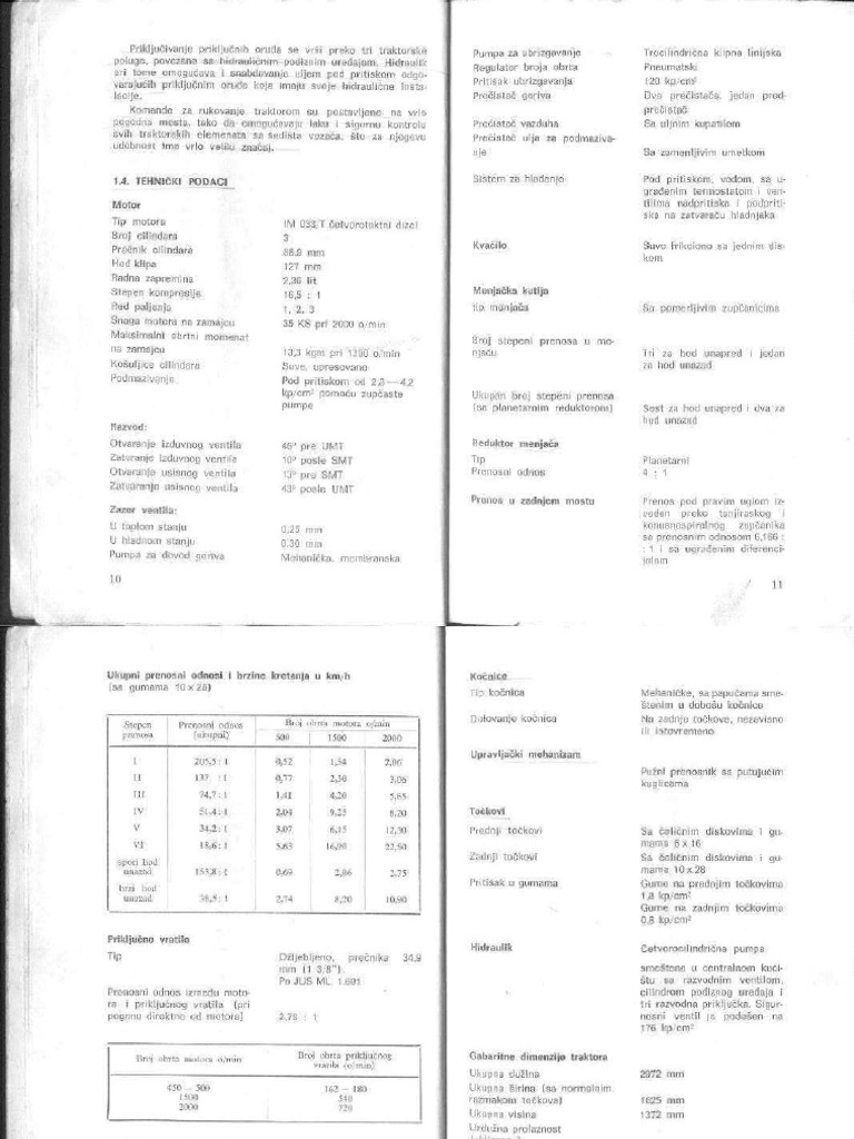 IMT 533 Tehnicki Podaci | PDF