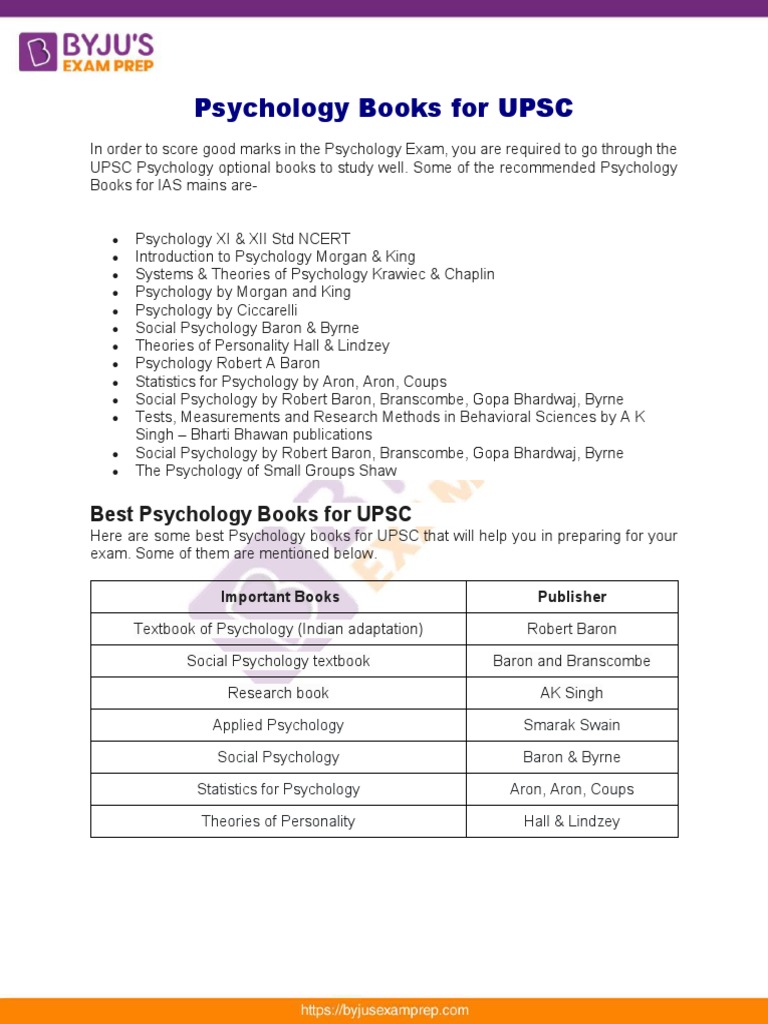 Psychology Books For Upsc 56 | PDF