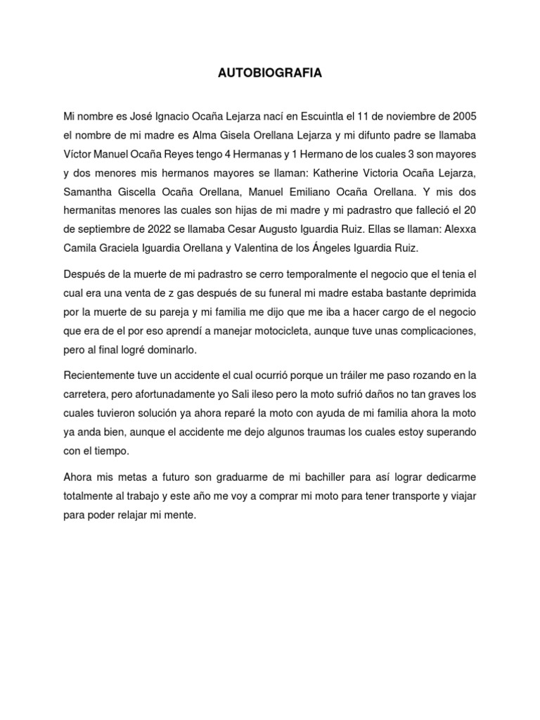 Autobiografía de José Ignacio Ocaña | PDF | Relaciones personales ...