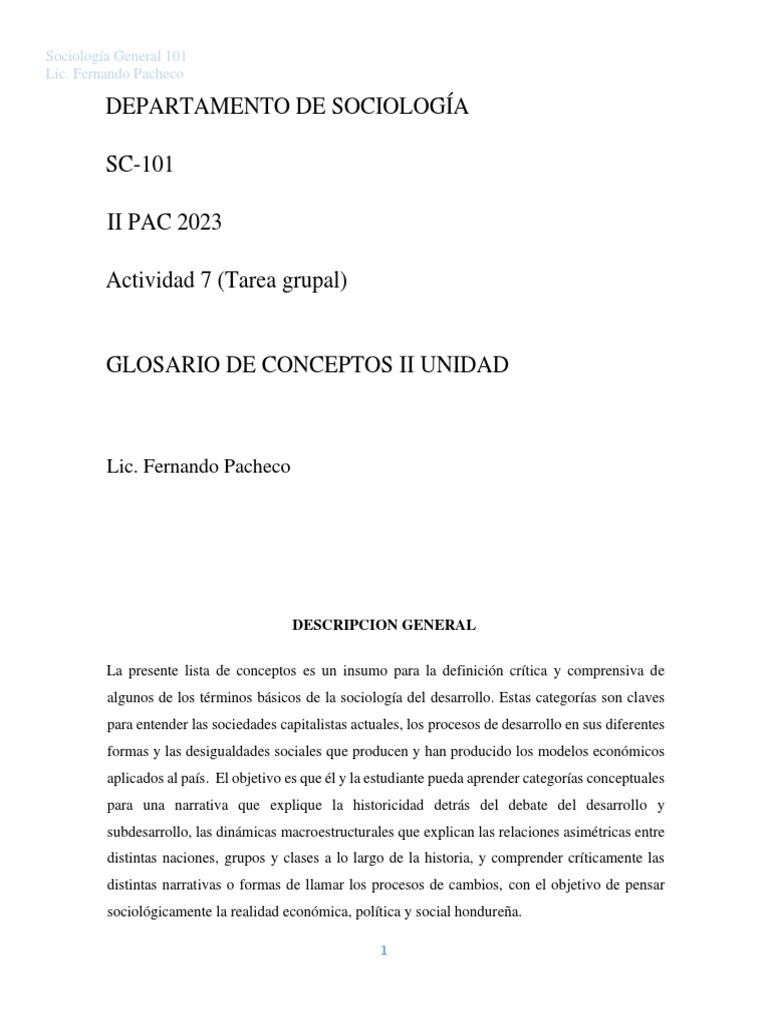 Actividad 7 Guía de Conceptos | PDF | Estratificación social | Sociología
