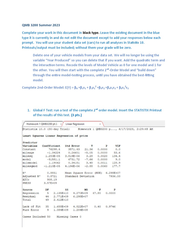 QMB 3200 Su23 hw5 1 | PDF | Statistics | Statistical Analysis