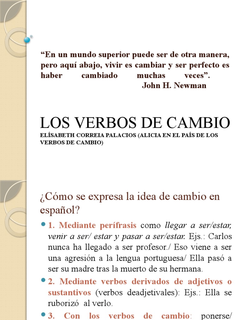 Verbos de Cambio | PDF | Verbo | Gramática