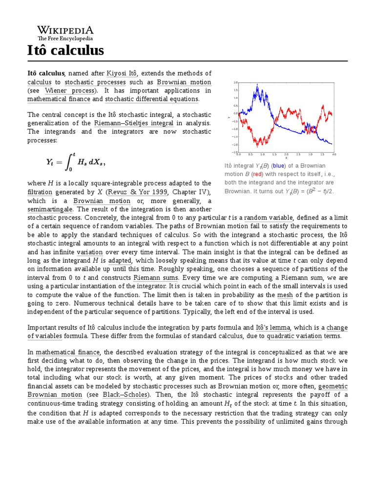 Itô Calculus Pdf