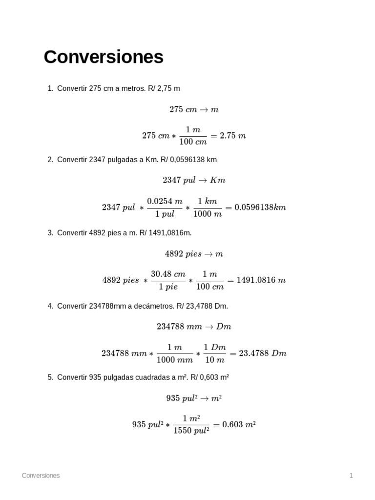 Conversion Es | PDF | Metrología | Unidades de medida
