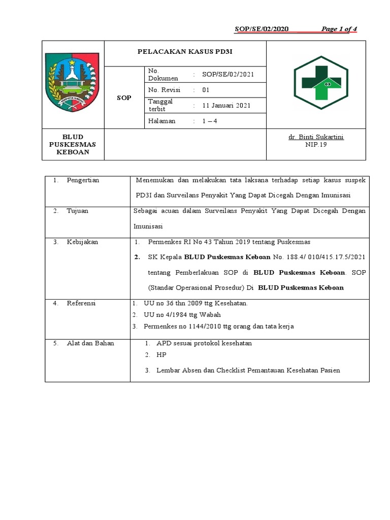 SOP-SE-01 PELACAKAN KASUS PD3i | PDF