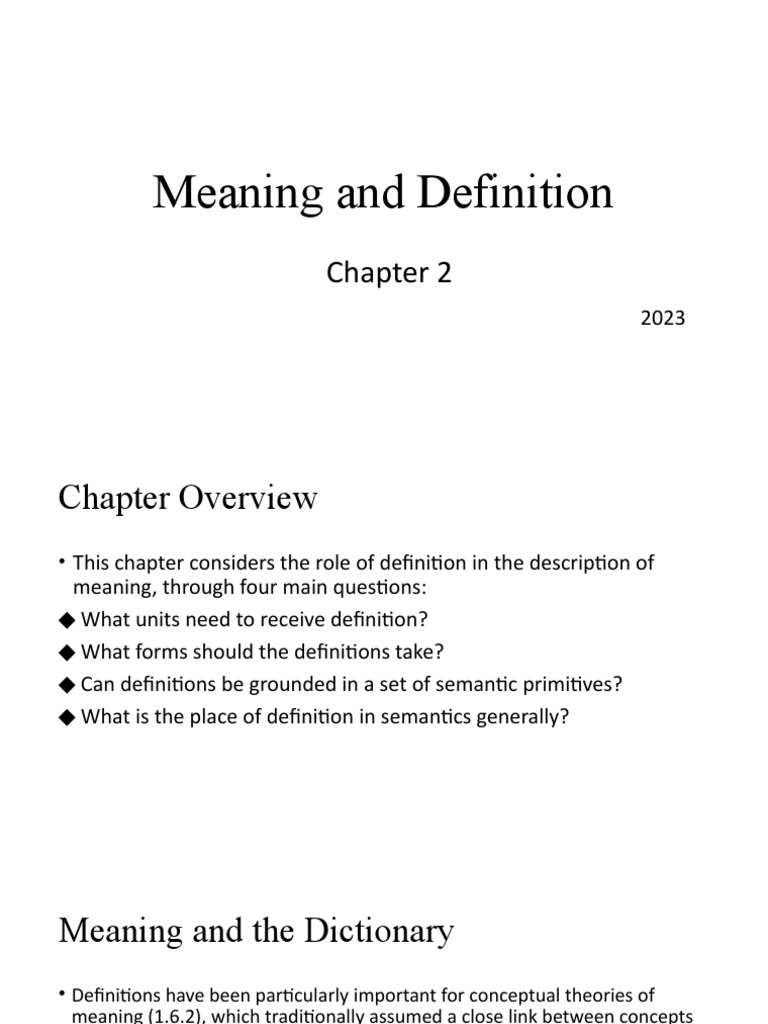 Chapter 2 Semantics | PDF