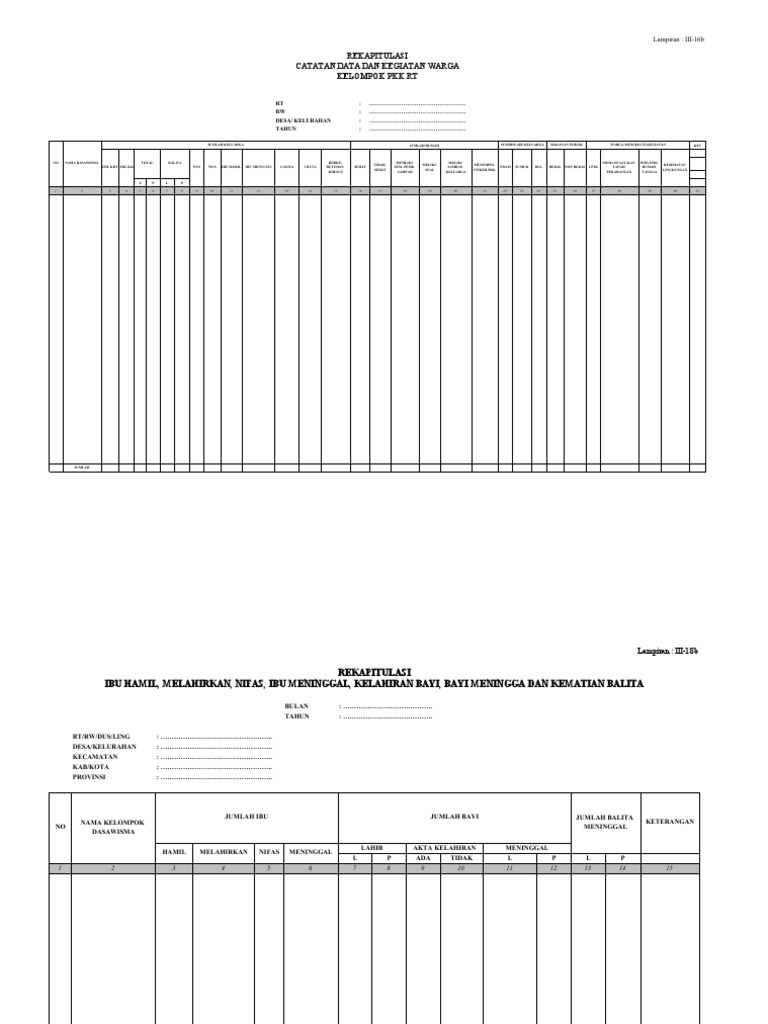 Rekapitulasi PKK | PDF
