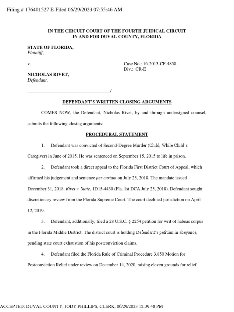 Rivet Motion For Post-Conviction Relief | PDF