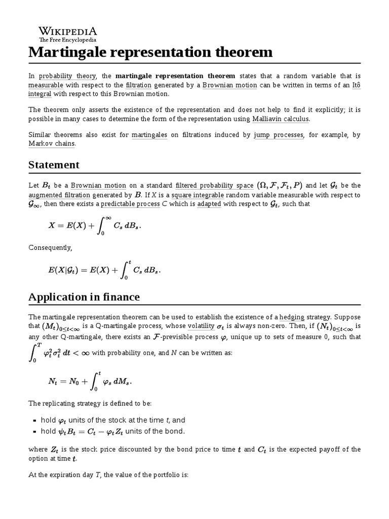 Martingale Representation Theorem | PDF