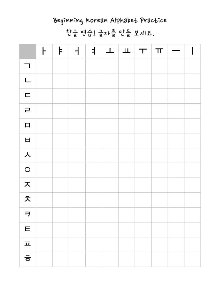 Korean Alphabet Practice | PDF