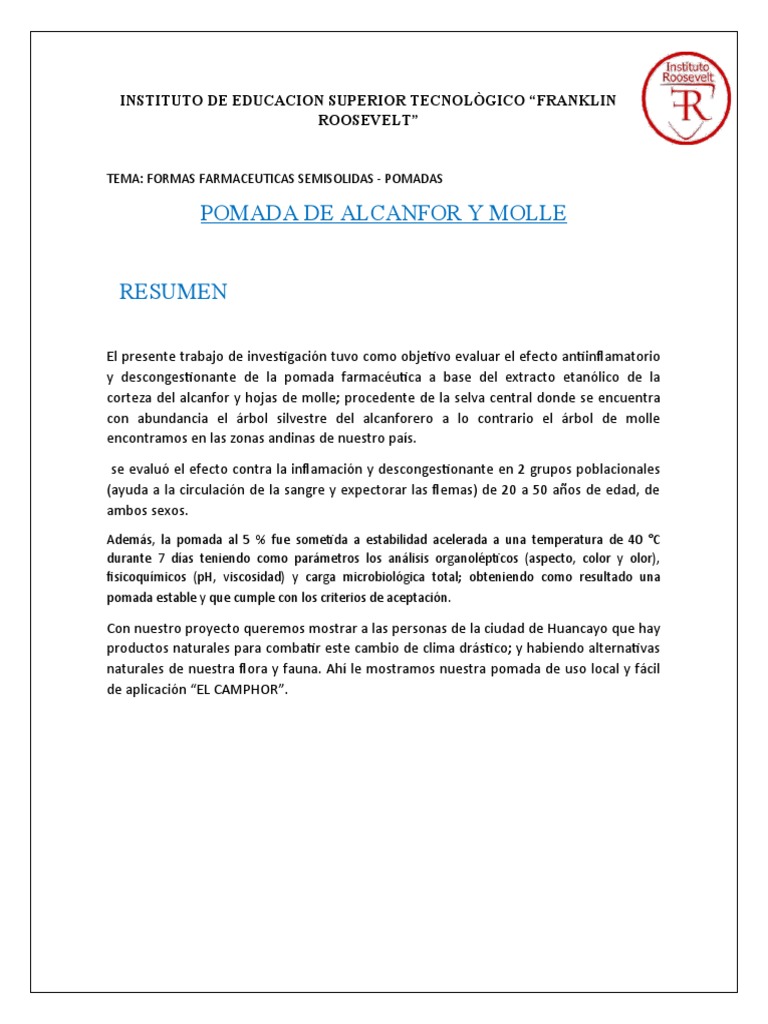 Pomada de Alcanfor: Efectos y Usos | PDF
