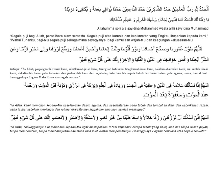 Doa Syukuran Lengkap dalam Bahasa Arab | PDF