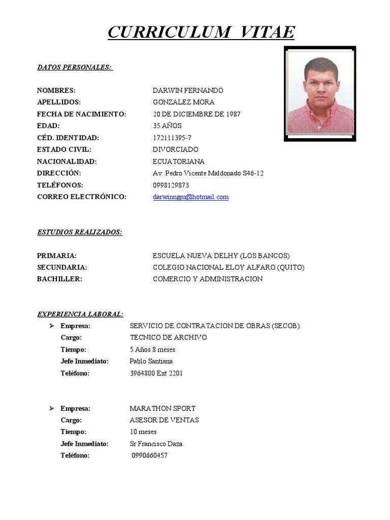 Darwin Gonzalez Curriculum-1 | PDF | Crecimiento personal y profesional