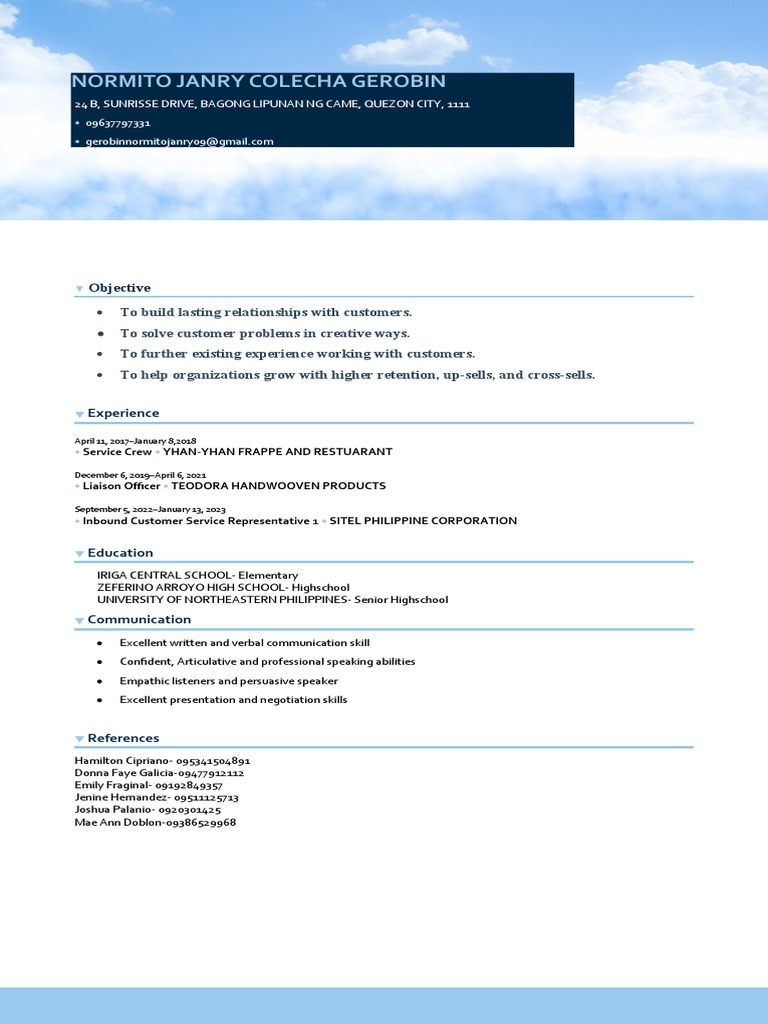 NORMITO JANRY COLECHA GEROBIN_RESUME | PDF