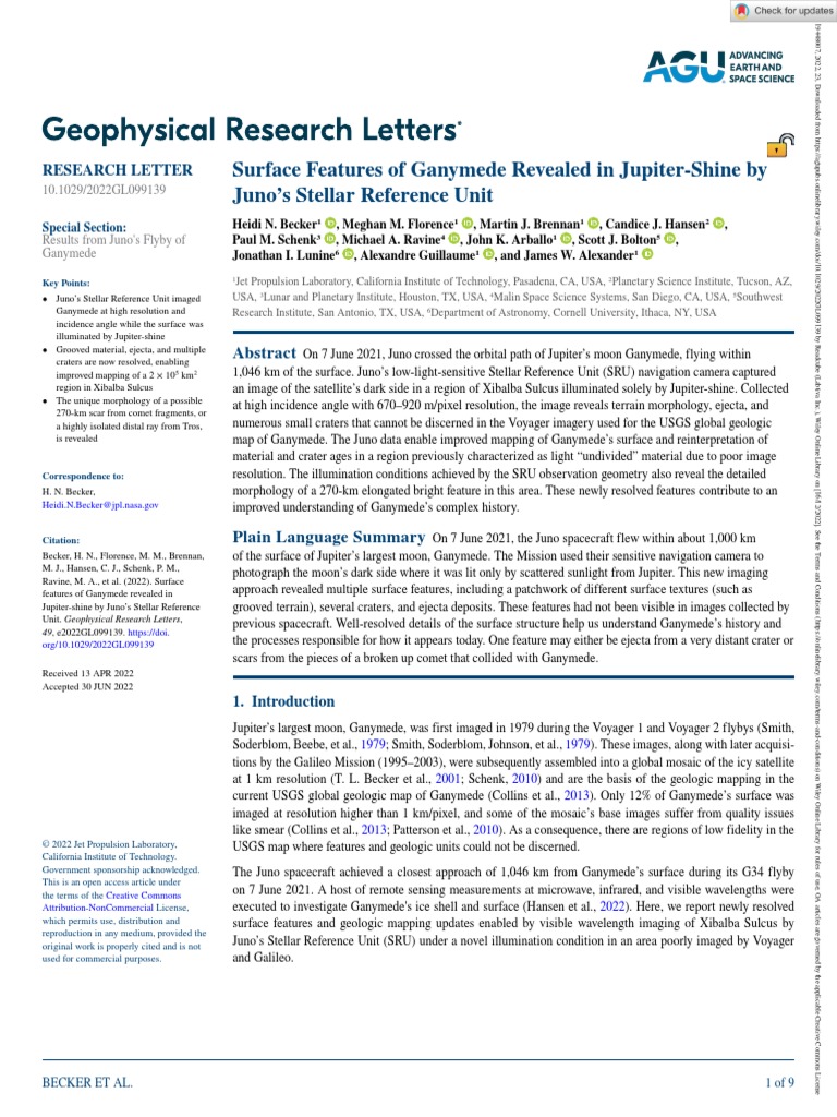 Geophysical Research Letters - 2022 - Becker - Surface Features of ...
