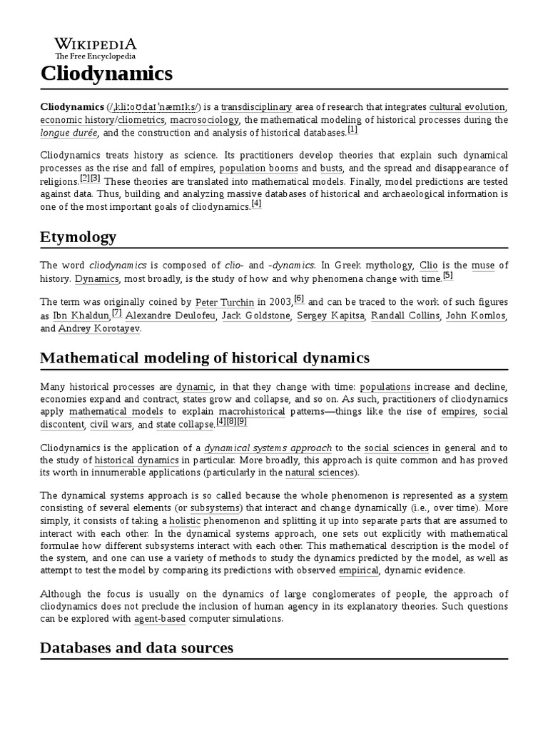 Cliodynamics | Download Free PDF | Science | Systems Science
