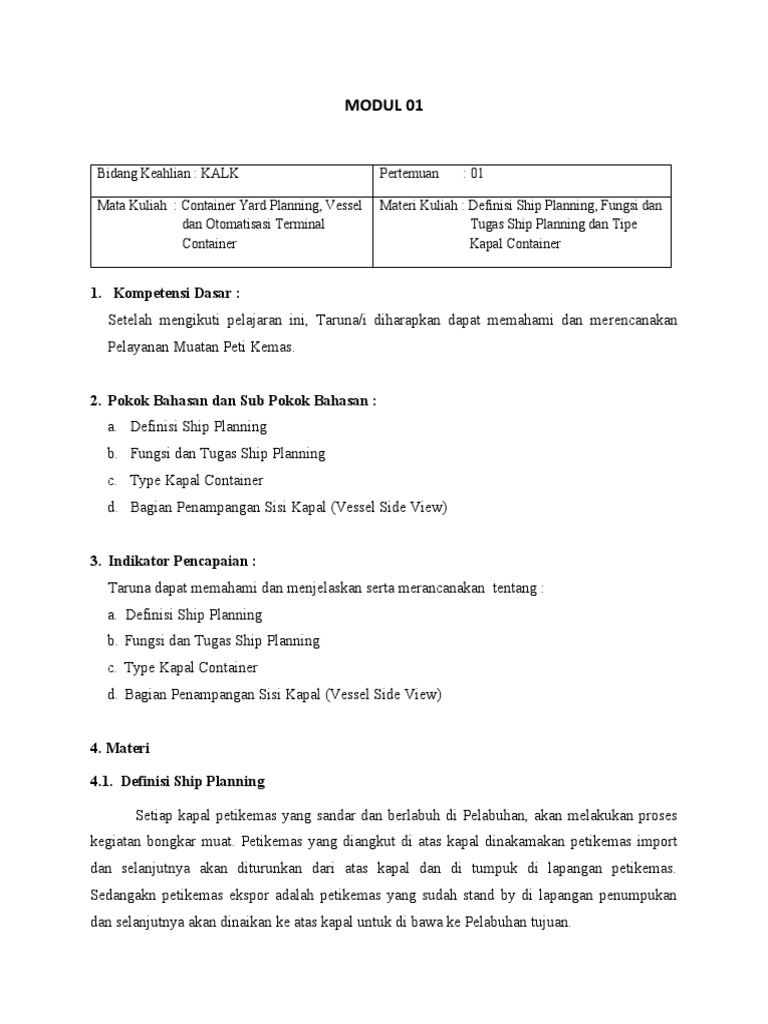 MODUL 01 Vessel Planning | PDF