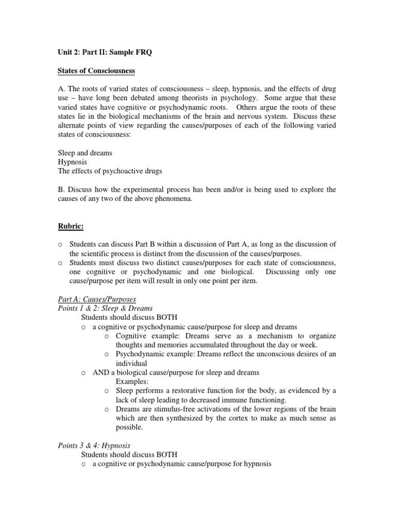 Unit2 - Part 2 - SampleFRQ | PDF | Hypnosis | Sleep