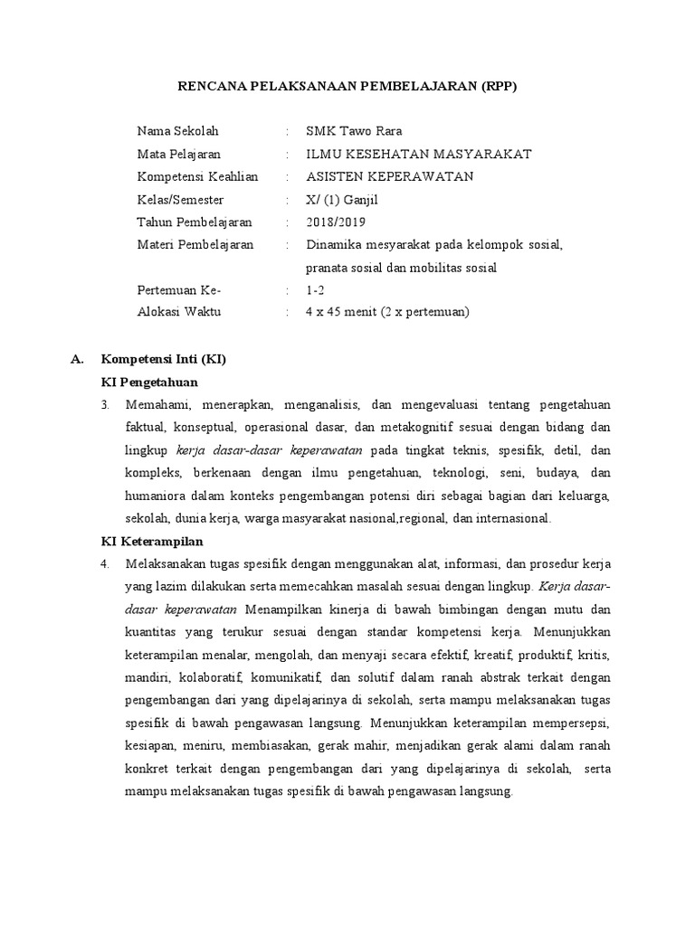 RPP KD 3 1 IKM DINAMIKA MASY Hal 1 9 | PDF | Karier & Perkembangan | Sains & Matematika