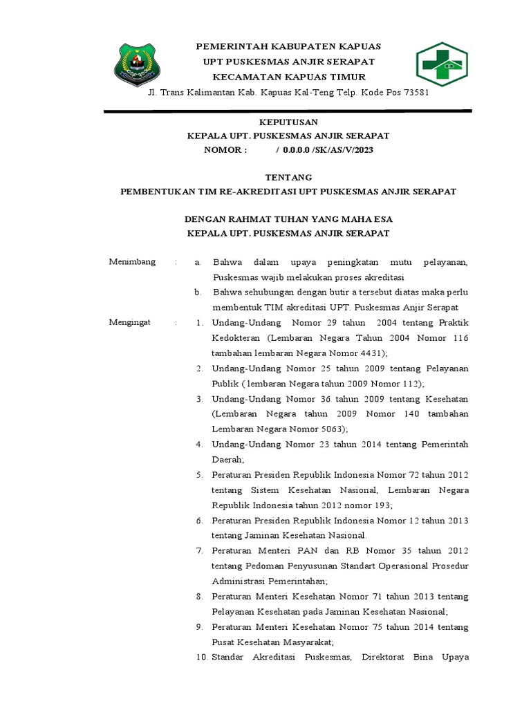 SK Tim Akreditasi 2023 | PDF