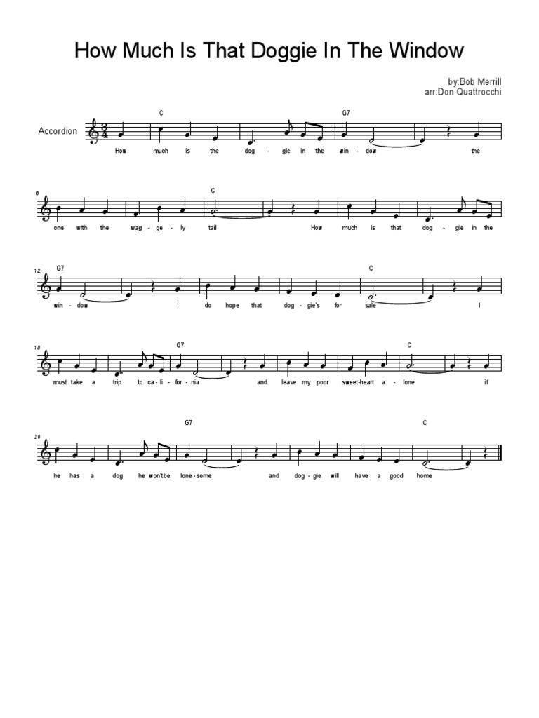 Doggie in the Window Lyrics & Chords | PDF