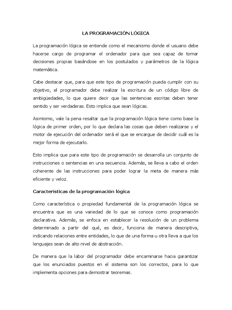 La Programación Lógica | PDF | Informática